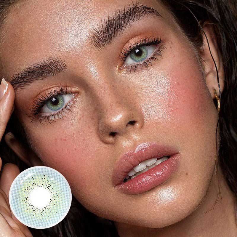 Sea Green Contacts On Dark Brown Eyes